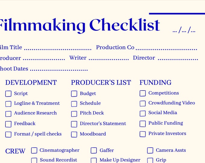 Ultimate Filmmaking Checklist (plain) - Etsy