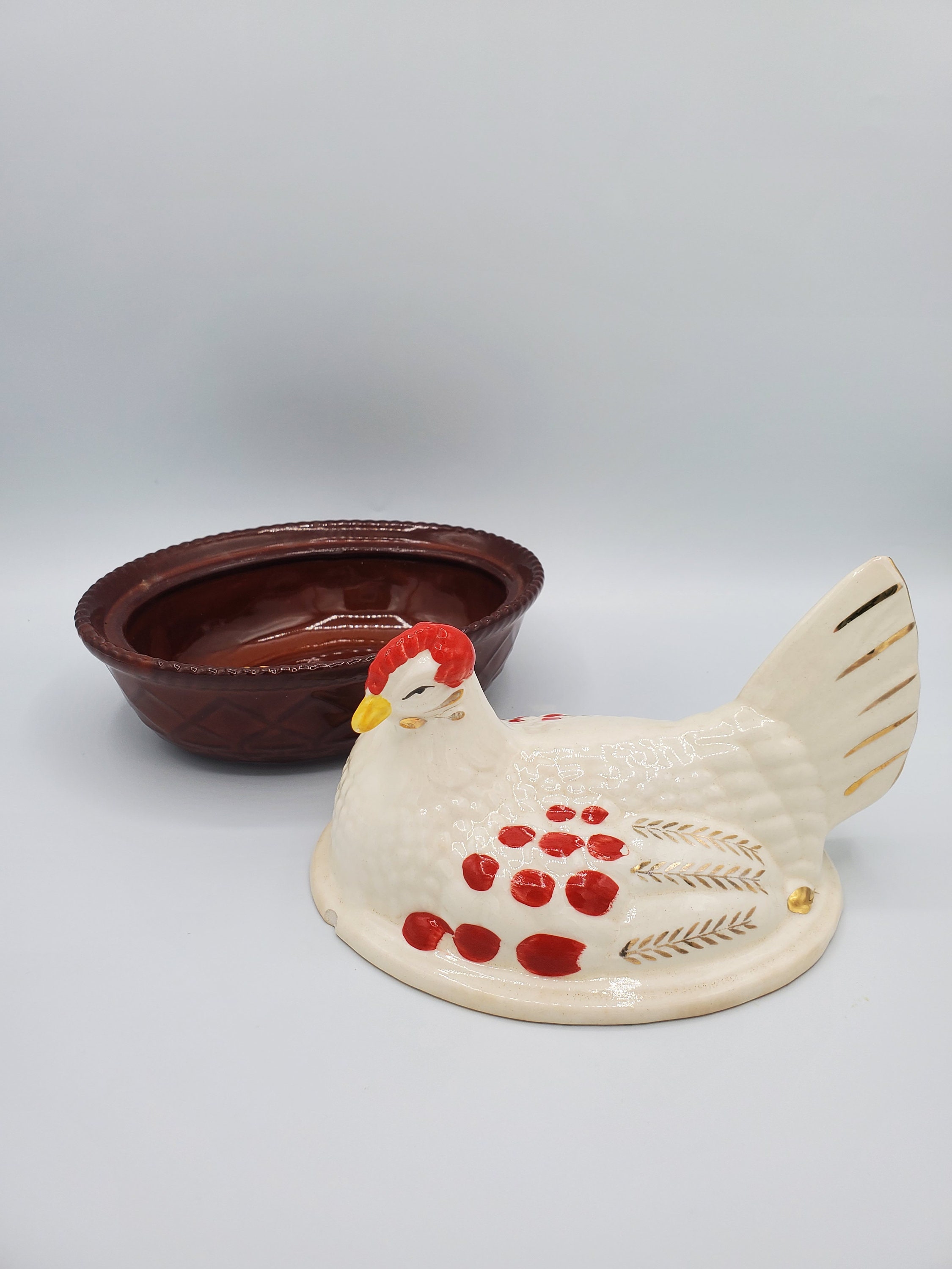 Vintage Ceramic Hen on Nest Dish - Etsy