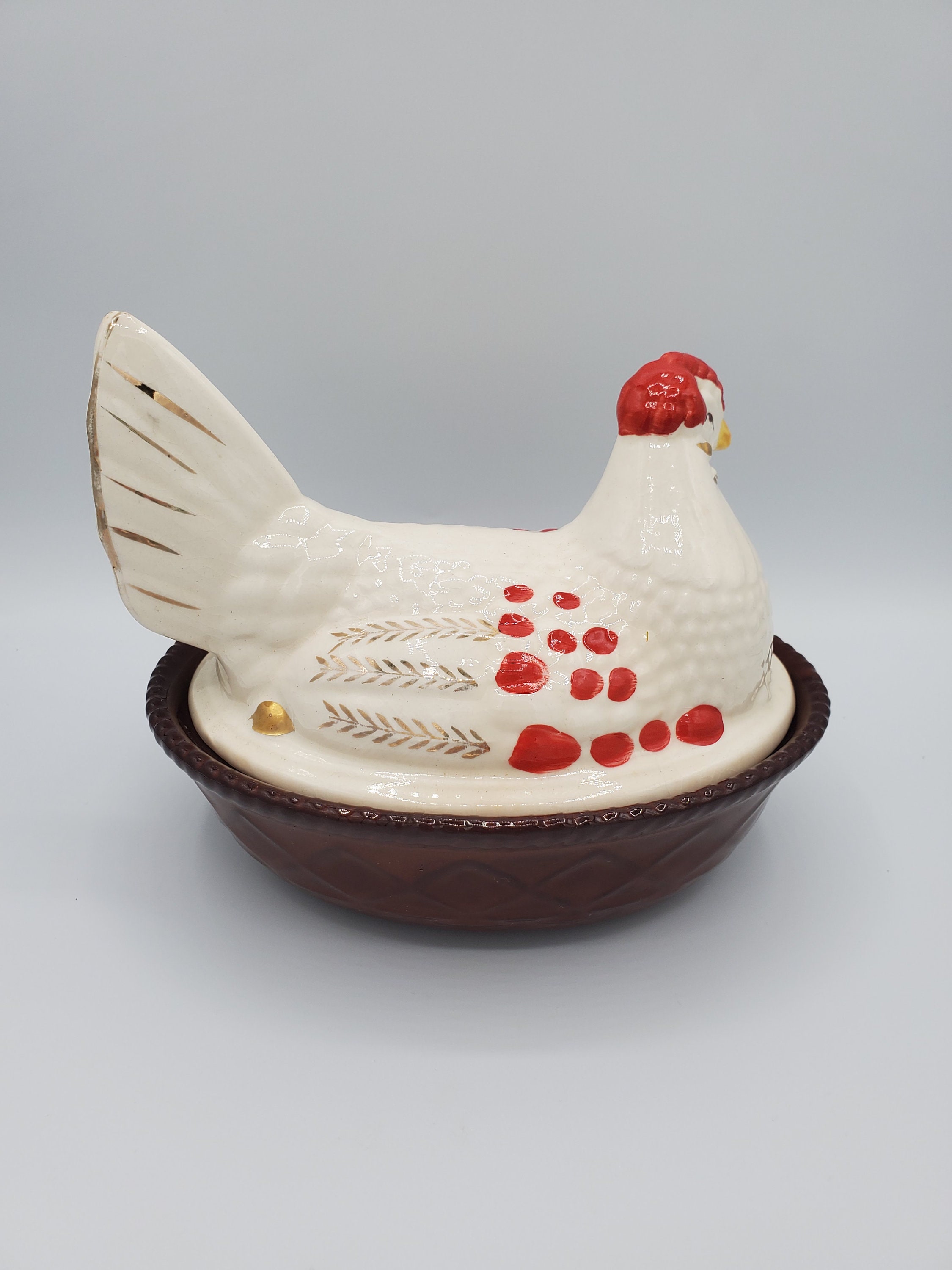 Vintage Ceramic Hen on Nest Dish - Etsy