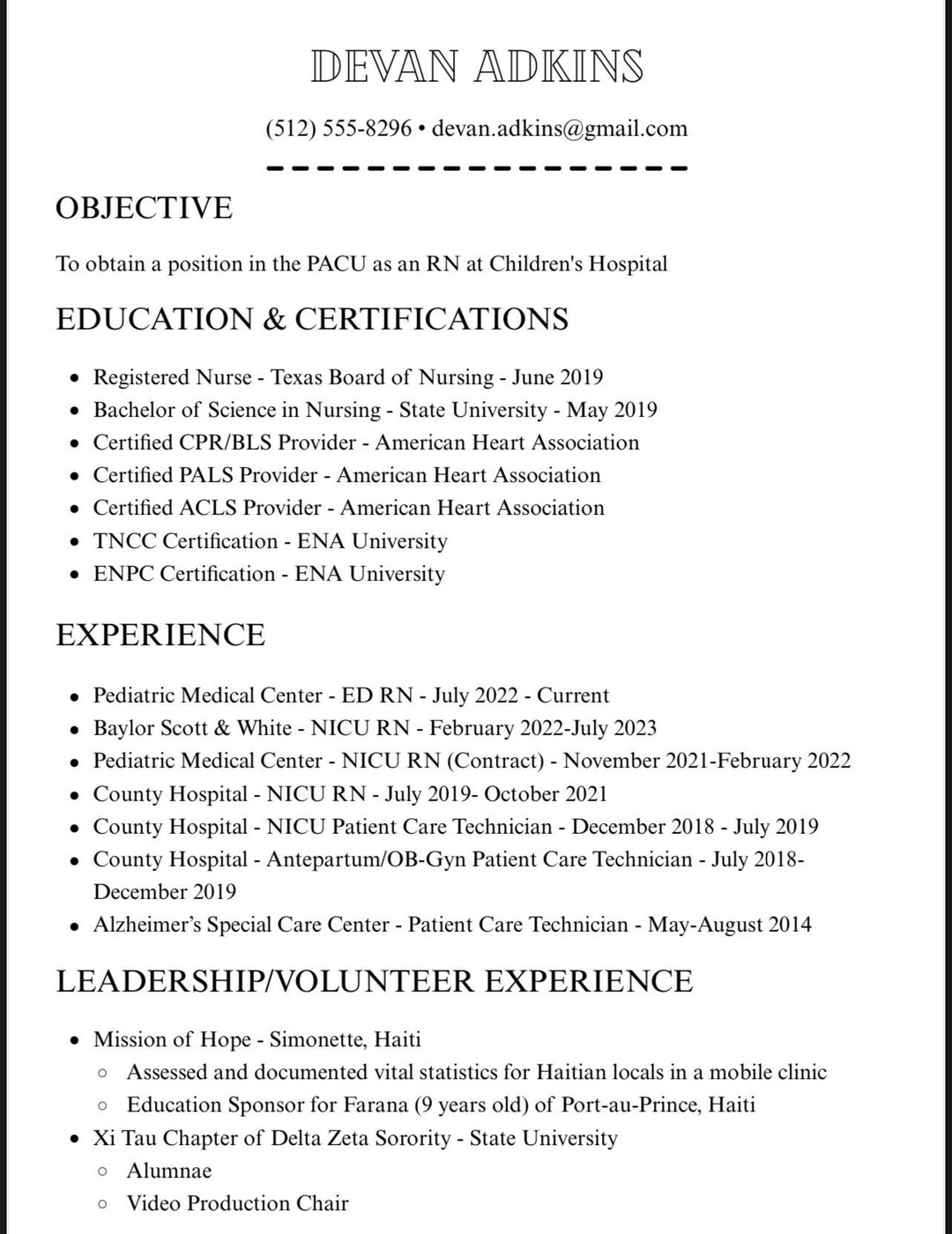Nurse Resume Template RN/LVN/LPN Resume Template - Etsy