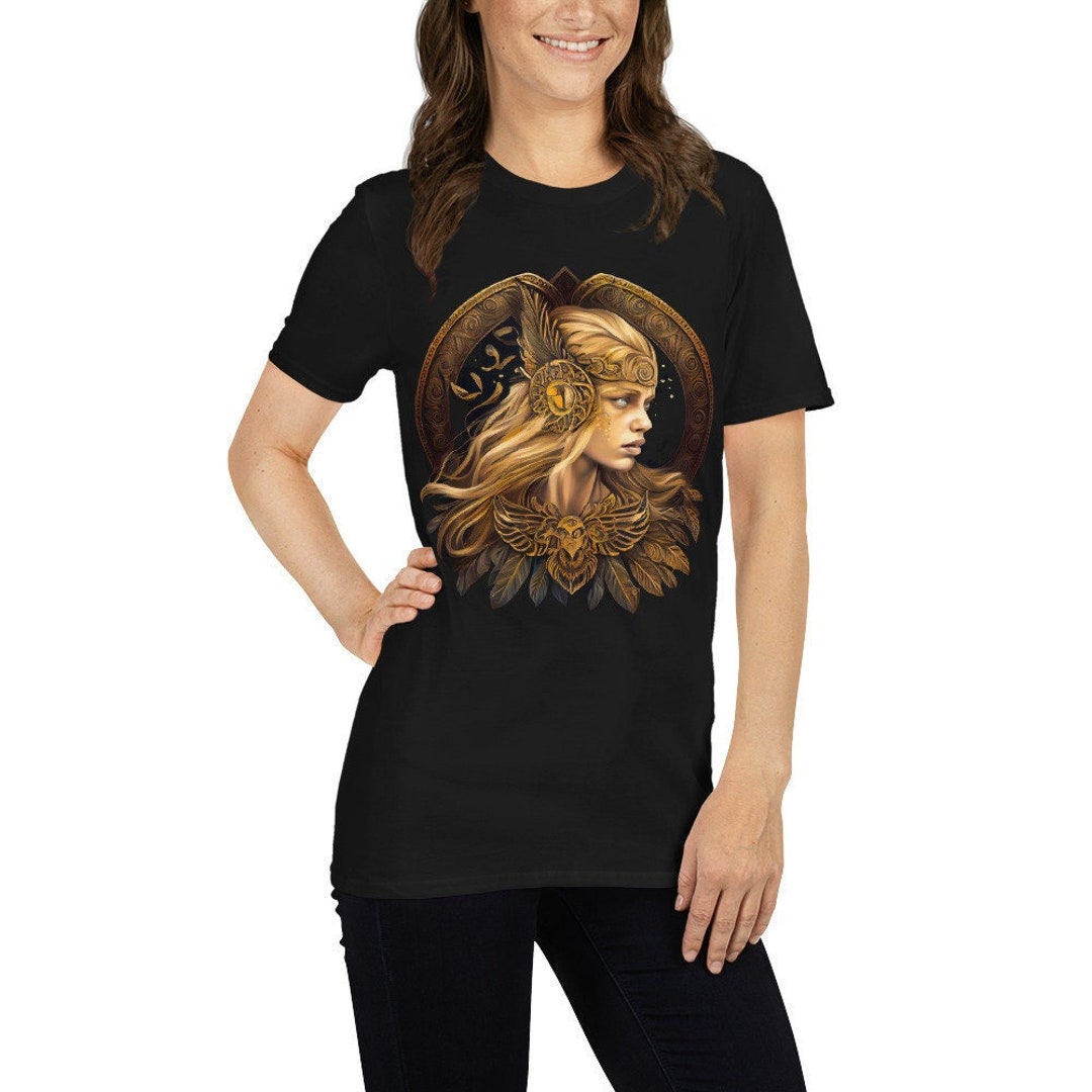 Freyja T-shirt: Norse Mythology Goddess, Brisingamen and Falcon Feather ...