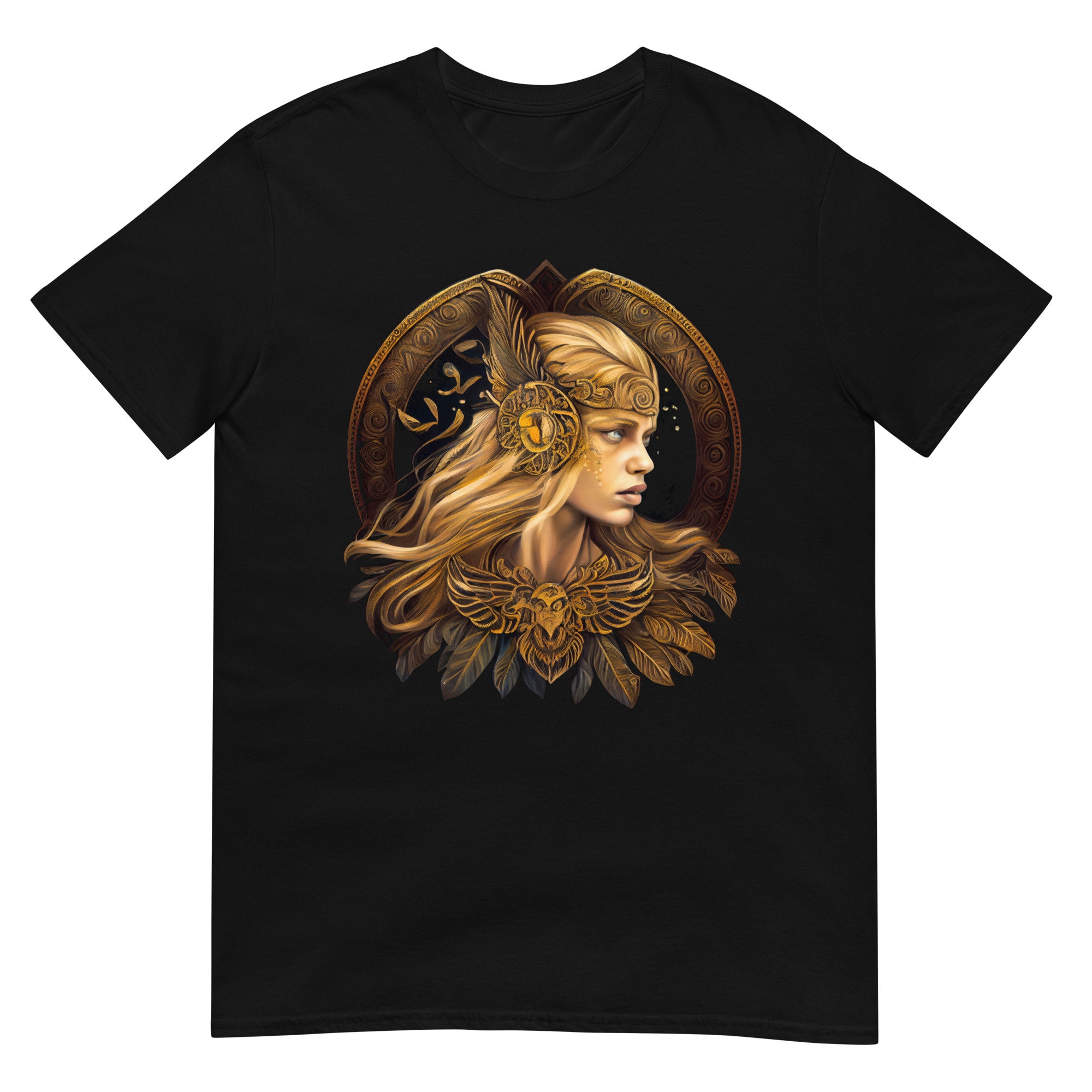 Freyja T-shirt: Norse Mythology Goddess, Brisingamen and Falcon Feather ...