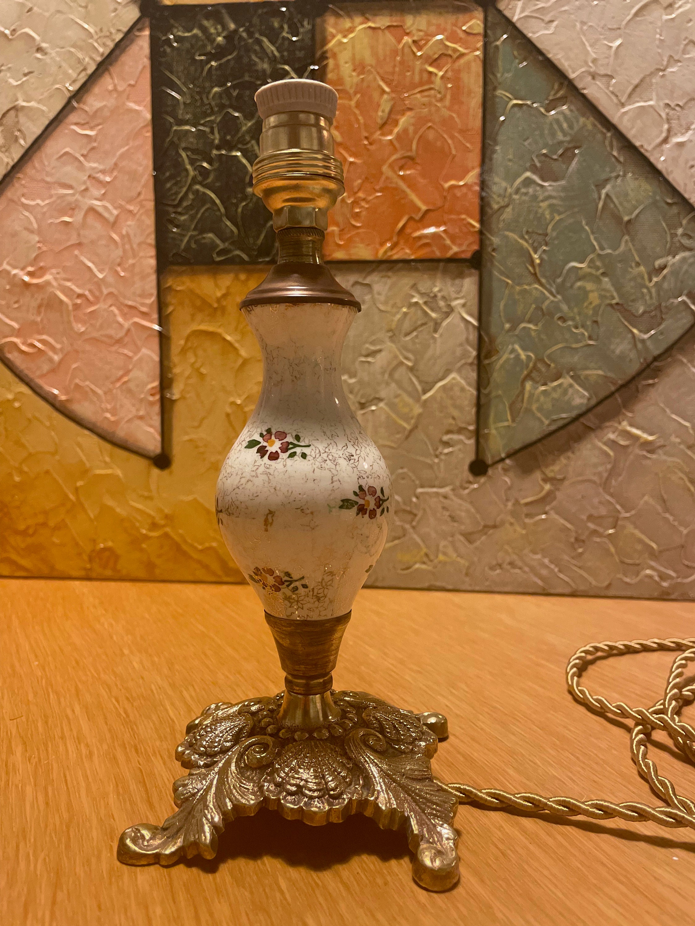 Lovely Vintage Hand Painted Porcelain Lamp From the 50's, With Shade ...