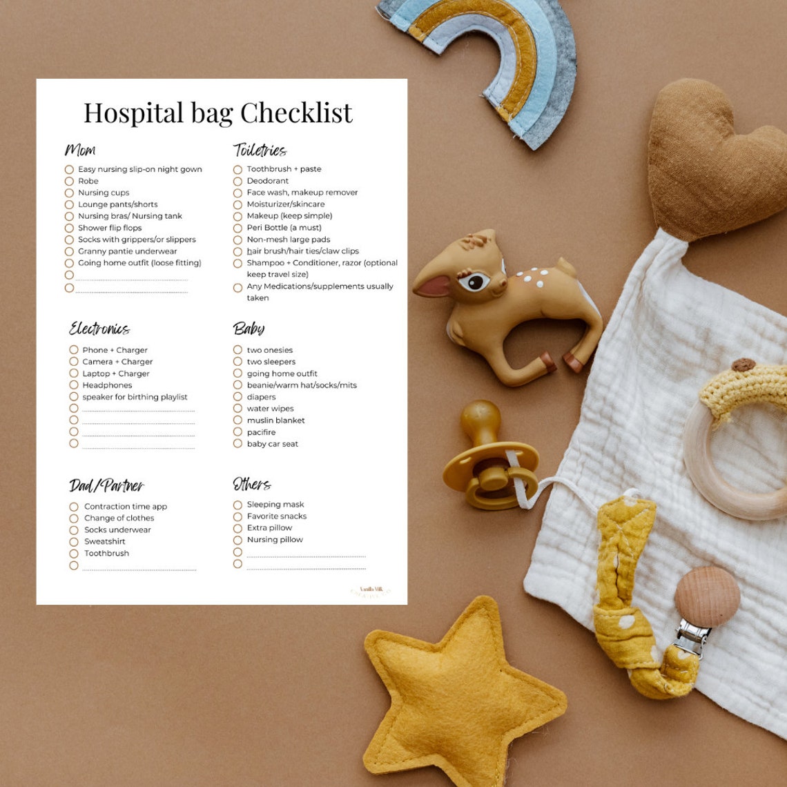 Hospital Bag Checklist Printable, Birth Bag Packing List, Pregnancy ...