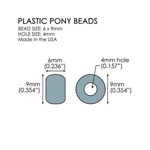 Black Tie Mix Plastic Pony Beads 6x9mm, Made in USA, Make Bracelets ...