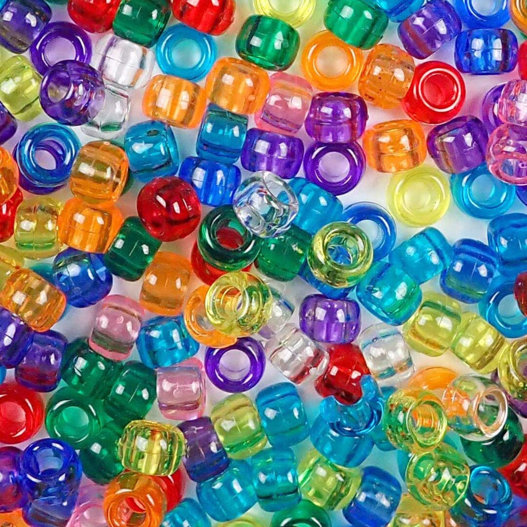 Classic Transparent Mix Plastic Pony Beads 6x9mm, Made in USA, Craft ...