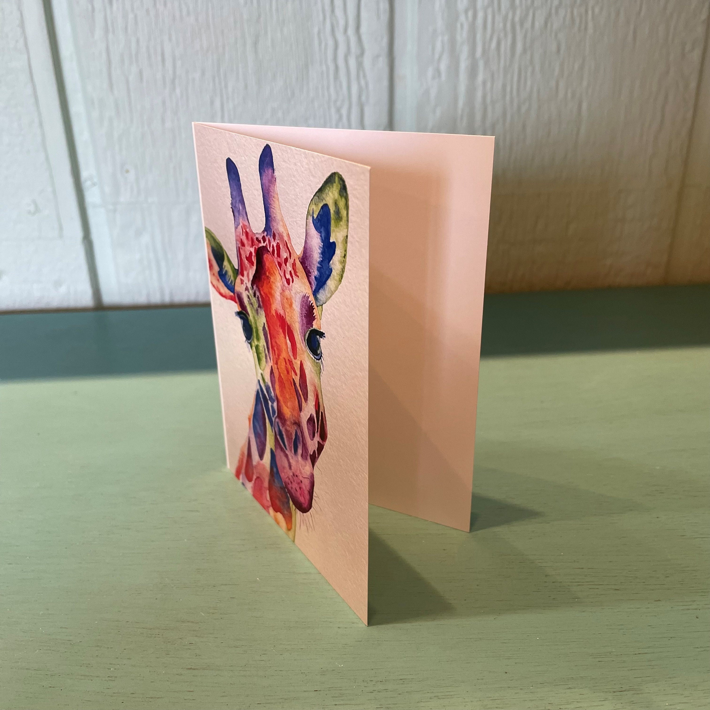 Note Card, Giraffe Art, Blank Note Card, Animal Card, Watercolor Note ...