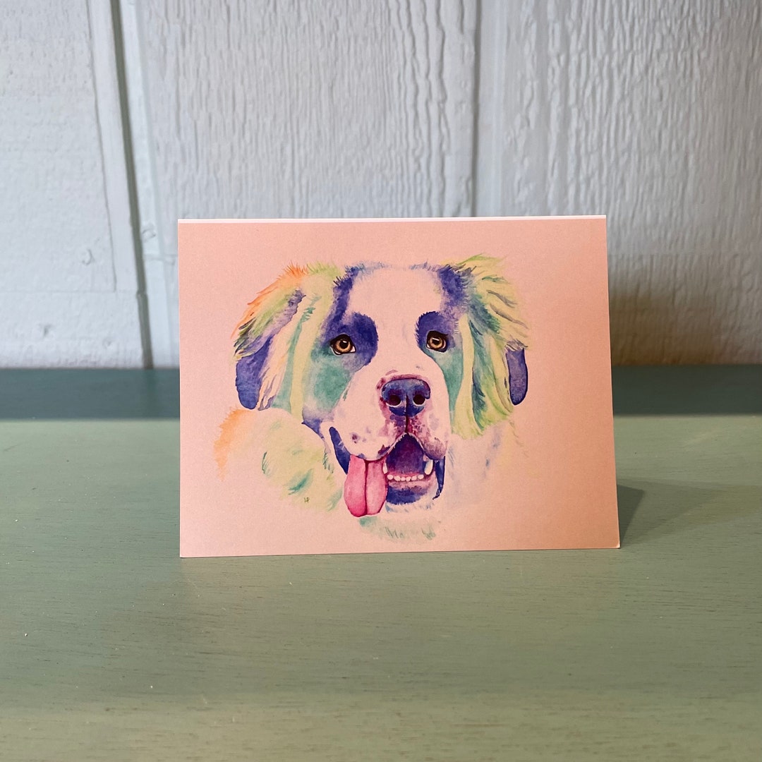 Note Card, Saint Bernard Dog Art, St. Bernard Art, Blank Note Card ...