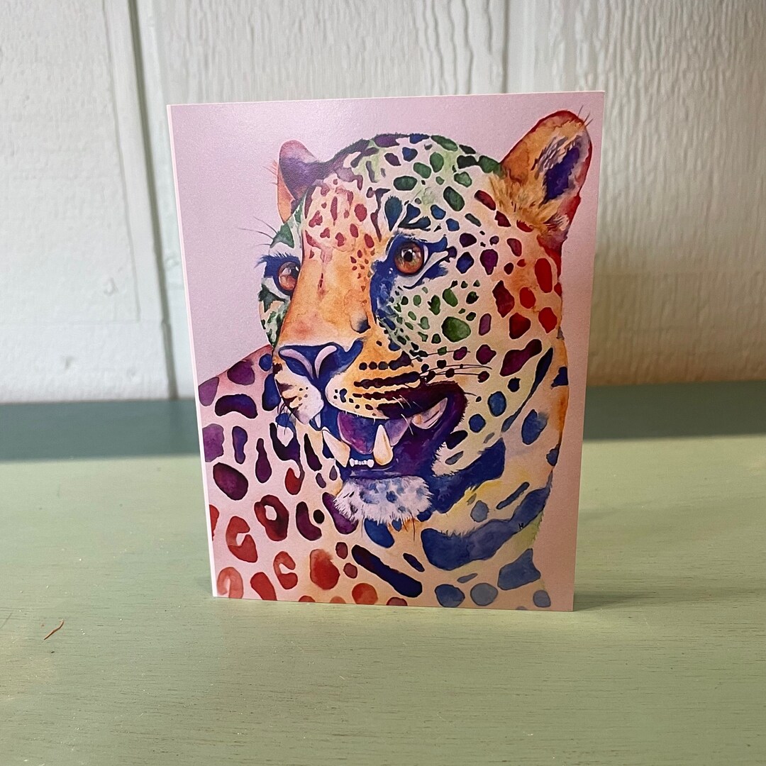 Note Card, Jaguar Art, Blank Note Card, Animal Card, Watercolor Note ...