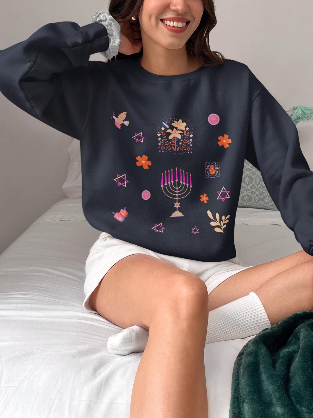 Hanukkah Sweater for Women Hanukkah Sweatshirt Menorah Gift for Women ...