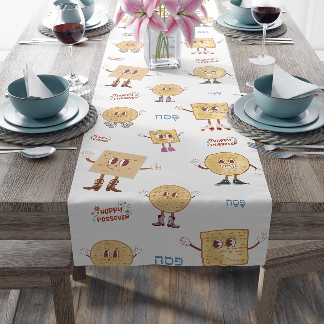 Passover Table Runner, Matzah Design, Kids Seder Night Decor, Holiday ...