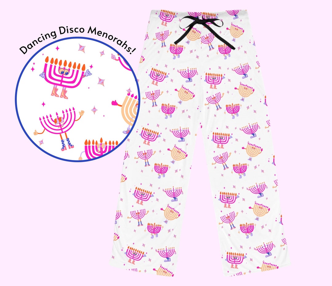 Chanukah Hanukkah Menorah Pajama Pants, Hanukkah Gift Her, Jewish ...
