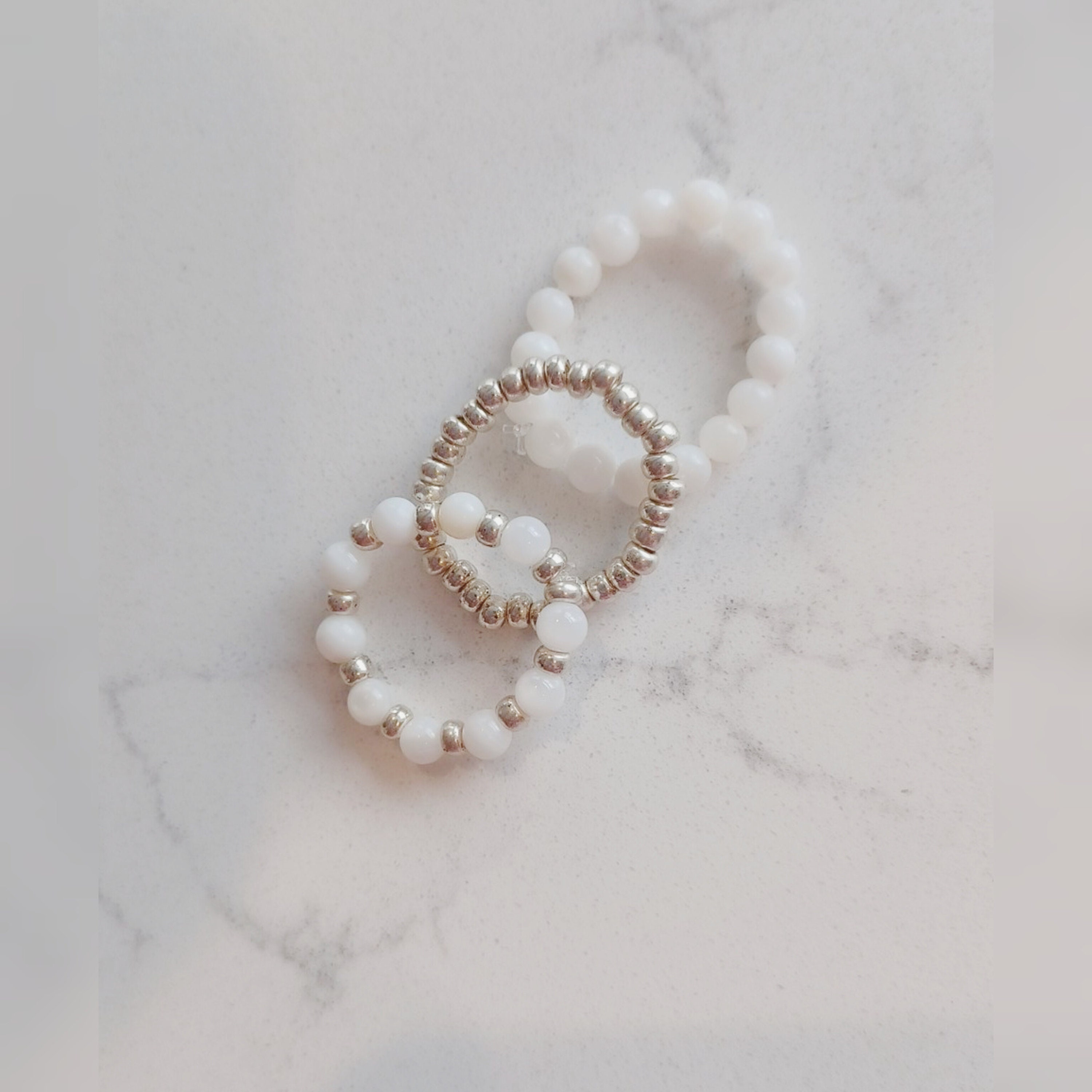 Beaded Rings, Stretchy Elastic, Stacking Rings, Set of 3 Bead Rings ...