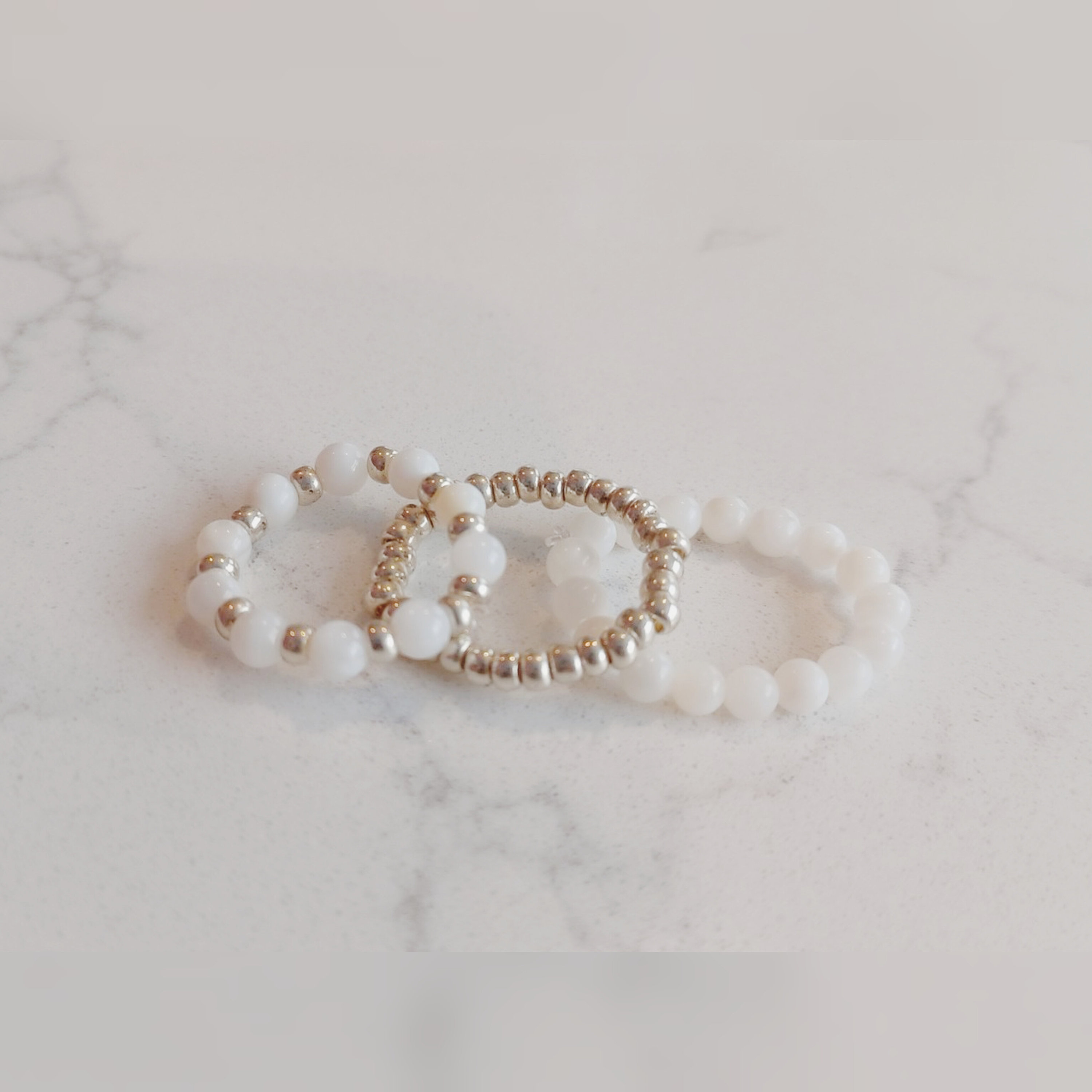 Beaded Rings, Stretchy Elastic, Stacking Rings, Set of 3 Bead Rings ...