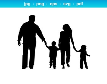 Family of Four Silhouette - Etsy