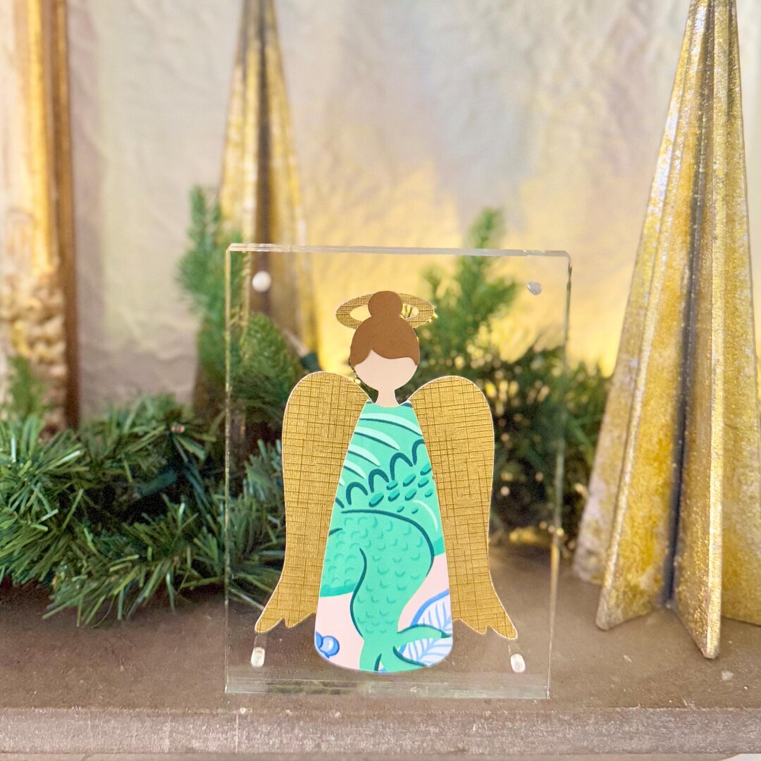 Custom Angel Collage Art in Acrylic Block Frame Paper Cut Christmas ...