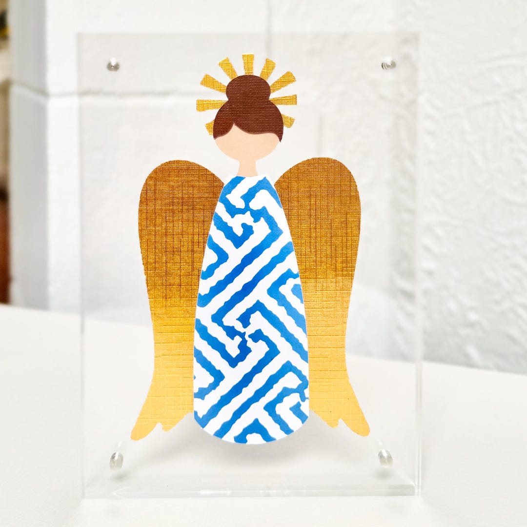 Custom Angel Collage Art in Acrylic Block Frame Paper Cut Christmas ...
