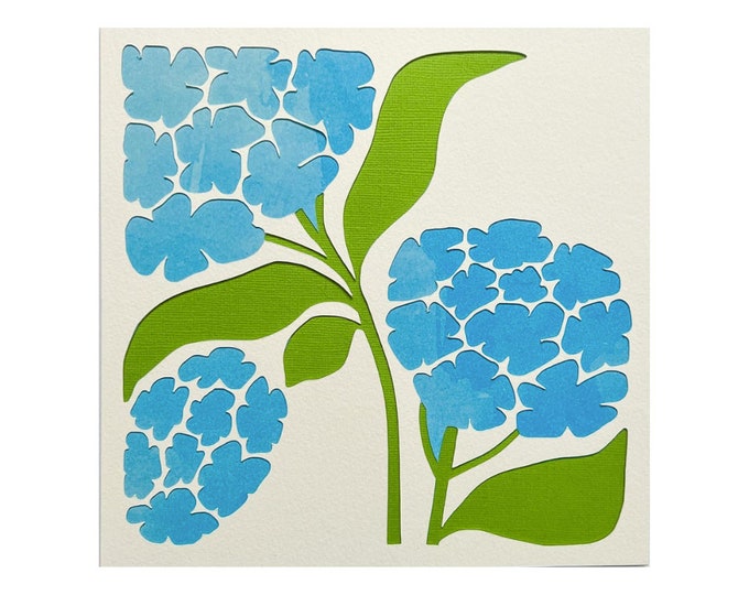 Abstract Cut Out Hydrangea, Paper Cut Hydrangea, Cut Paper Flower Art ...
