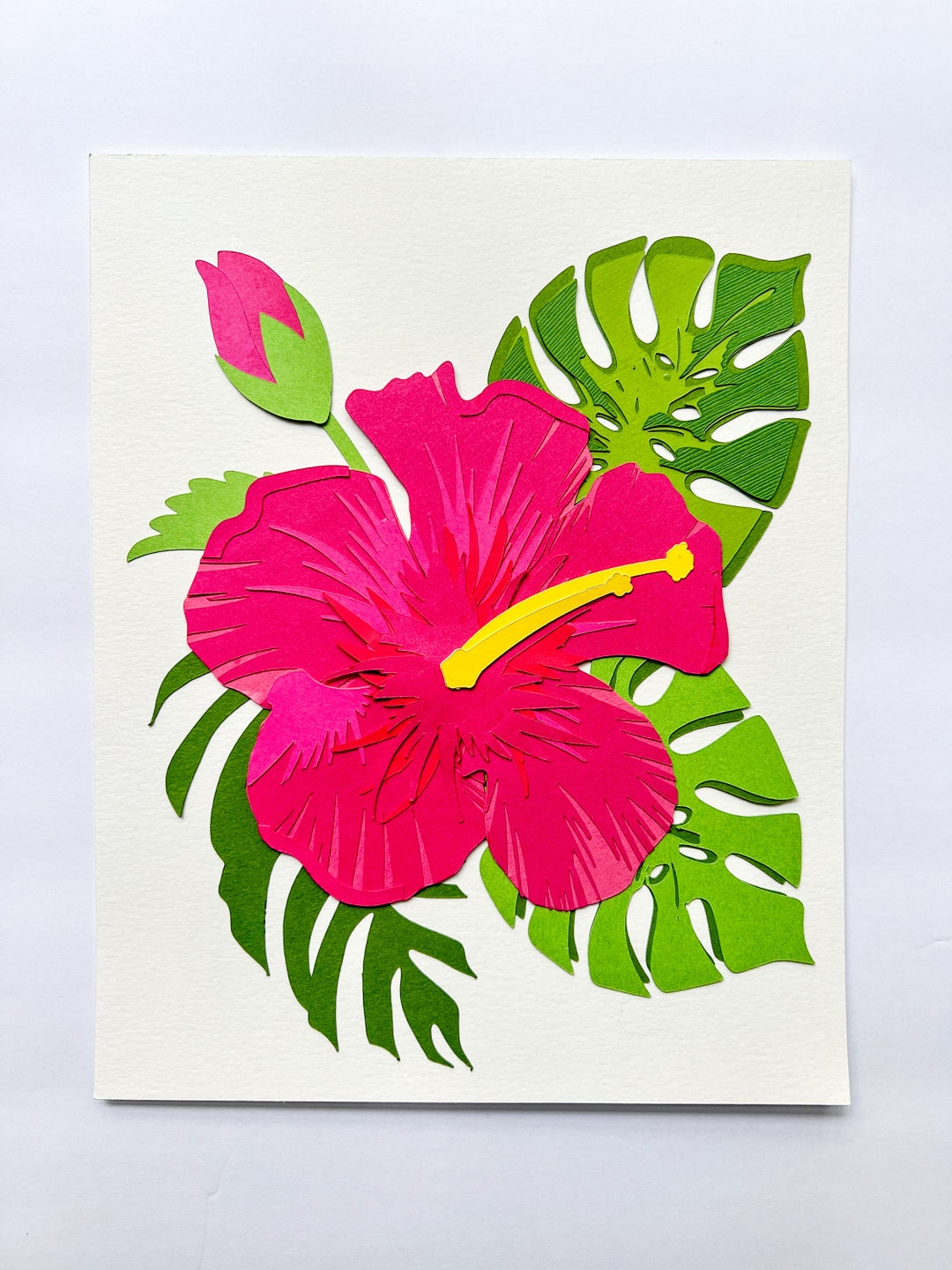 Original Hibiscus Flower Art, Flower Paper Art, Papercut Flower ...
