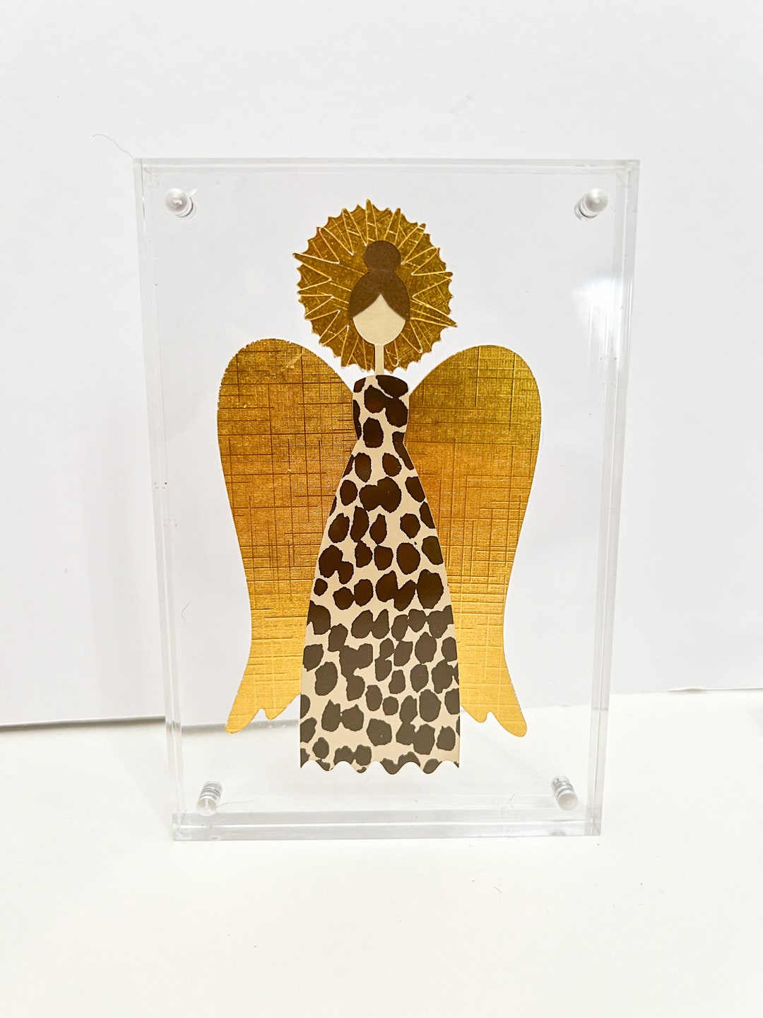 Original Angel Collage in Acrylic Frame, Christmas Art, Holiday Art ...