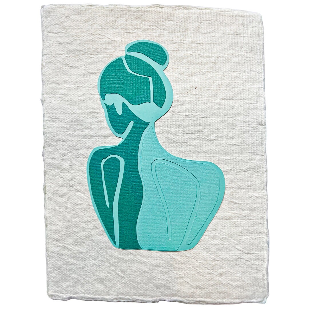Original Papercut Figure Art, Female Silhouette Wall Art, Blue Figure ...