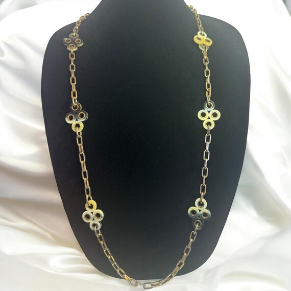 Tory Burch Clover Chain Necklace Gold Resin Design Long Necklace Layered Etsy