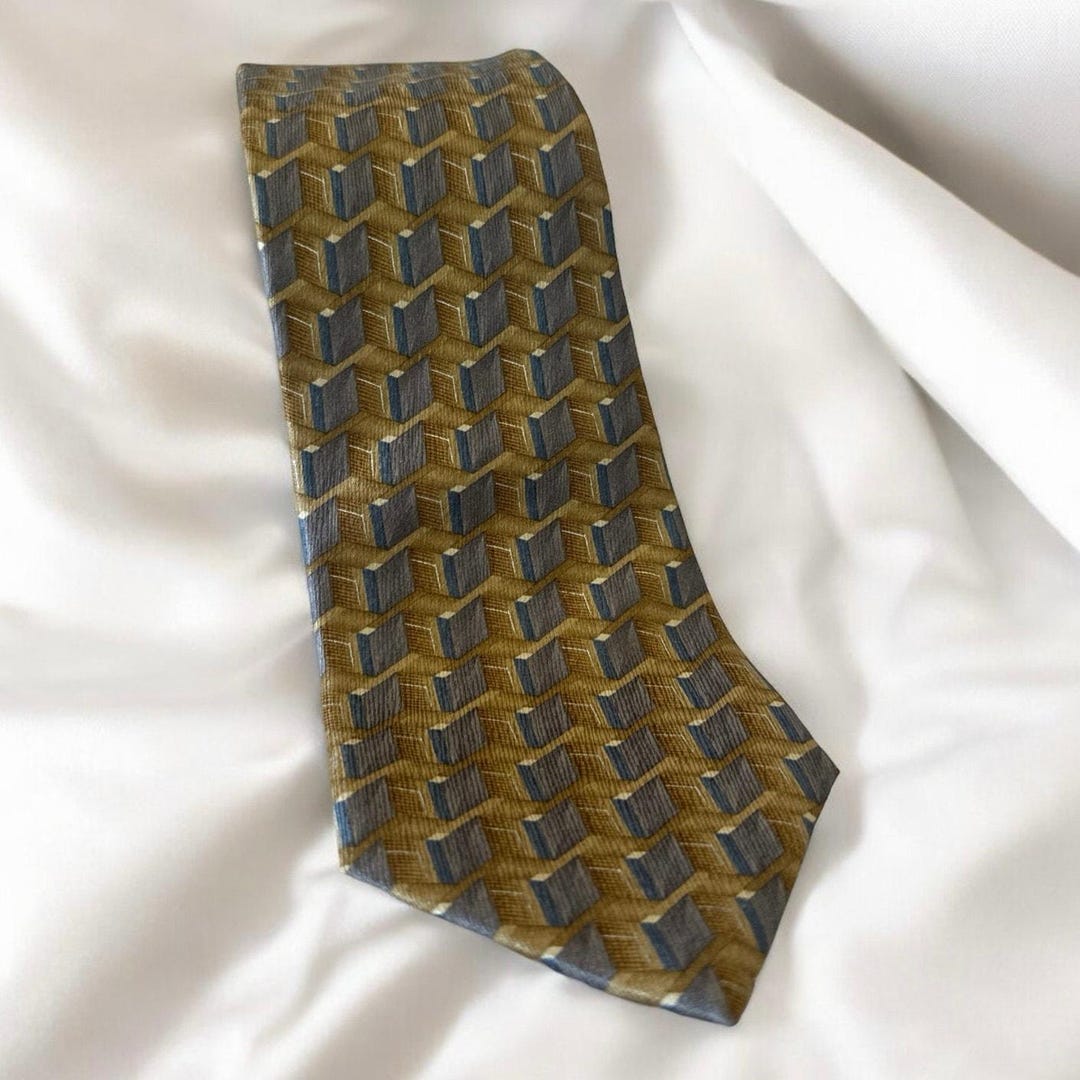 Men’s MURANO Silk Tie, 3D Geometric Pattern, Vintage 100% Silk Necktie ...