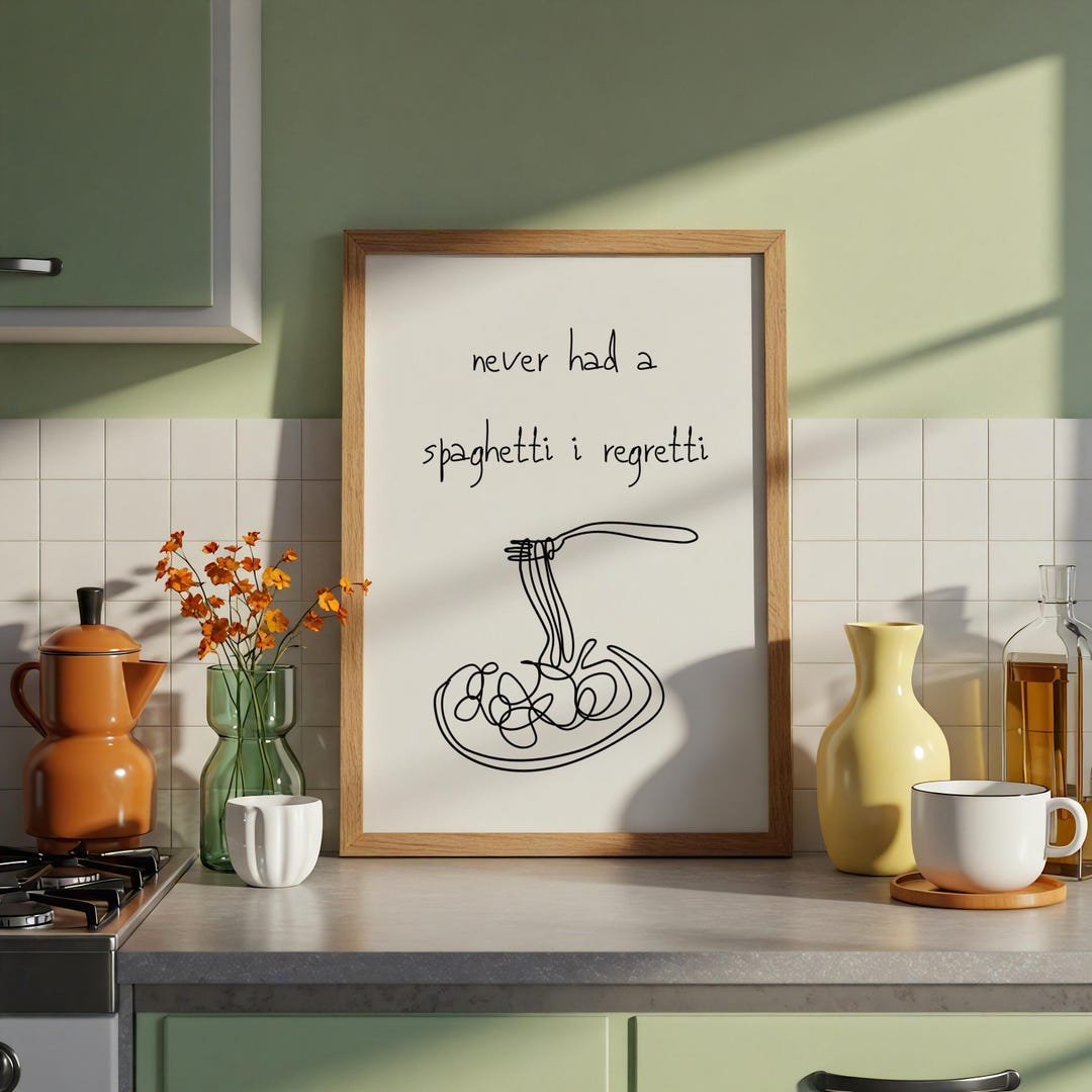 Never Had a Spaghetti I Regretti | Cute Comedy Food Kitchen Print ...