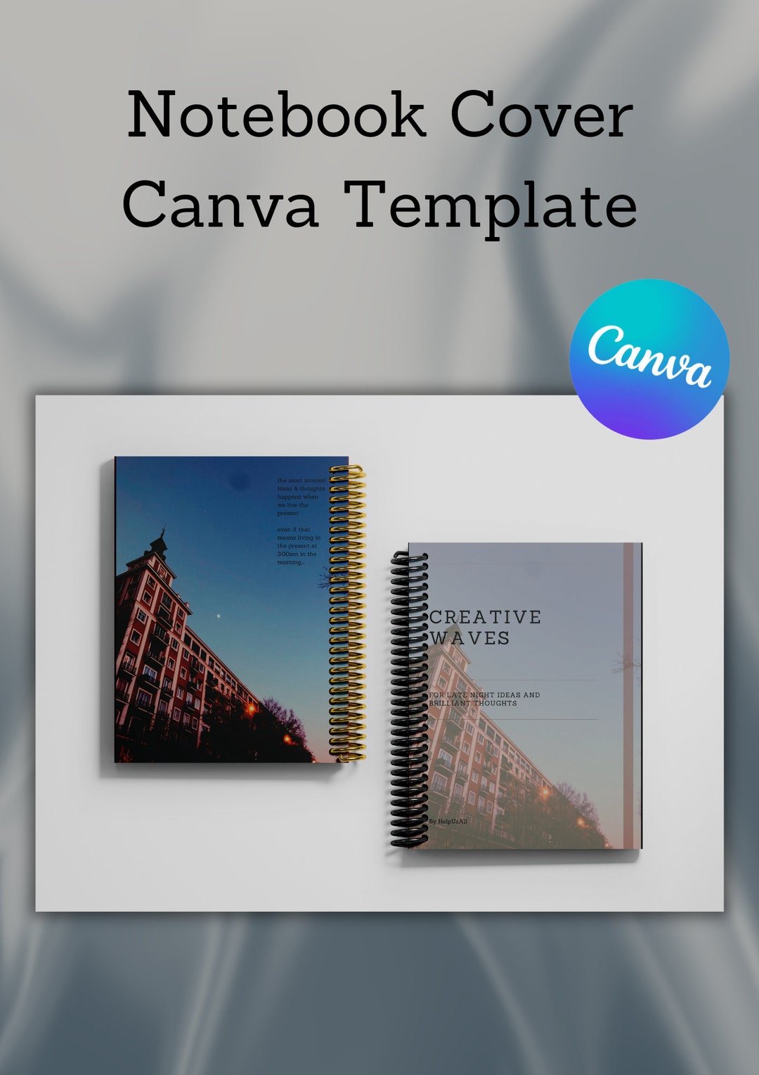 Minimalistic Notebook Cover Canva Template, Writting Notebook, Ideas ...
