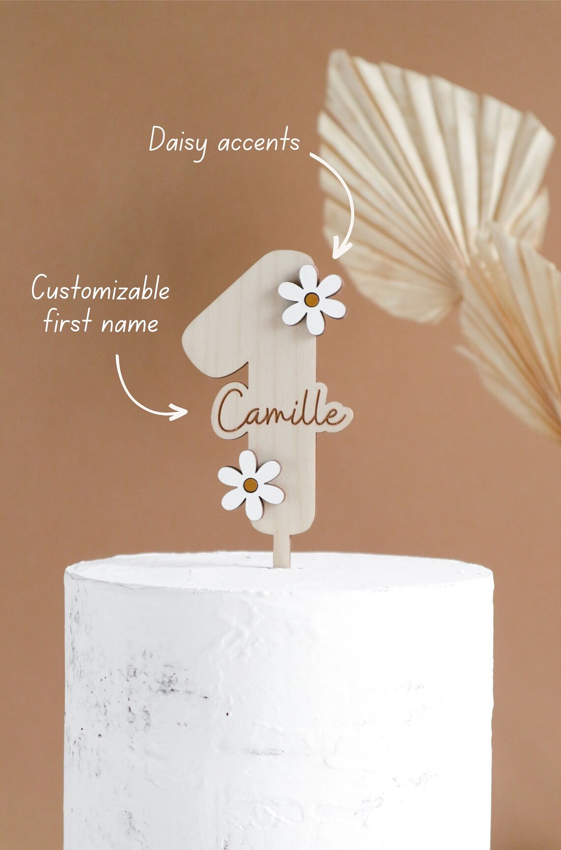 Personalized Daisy Number Cake Topper, Baby First Birthday, Custom Name ...