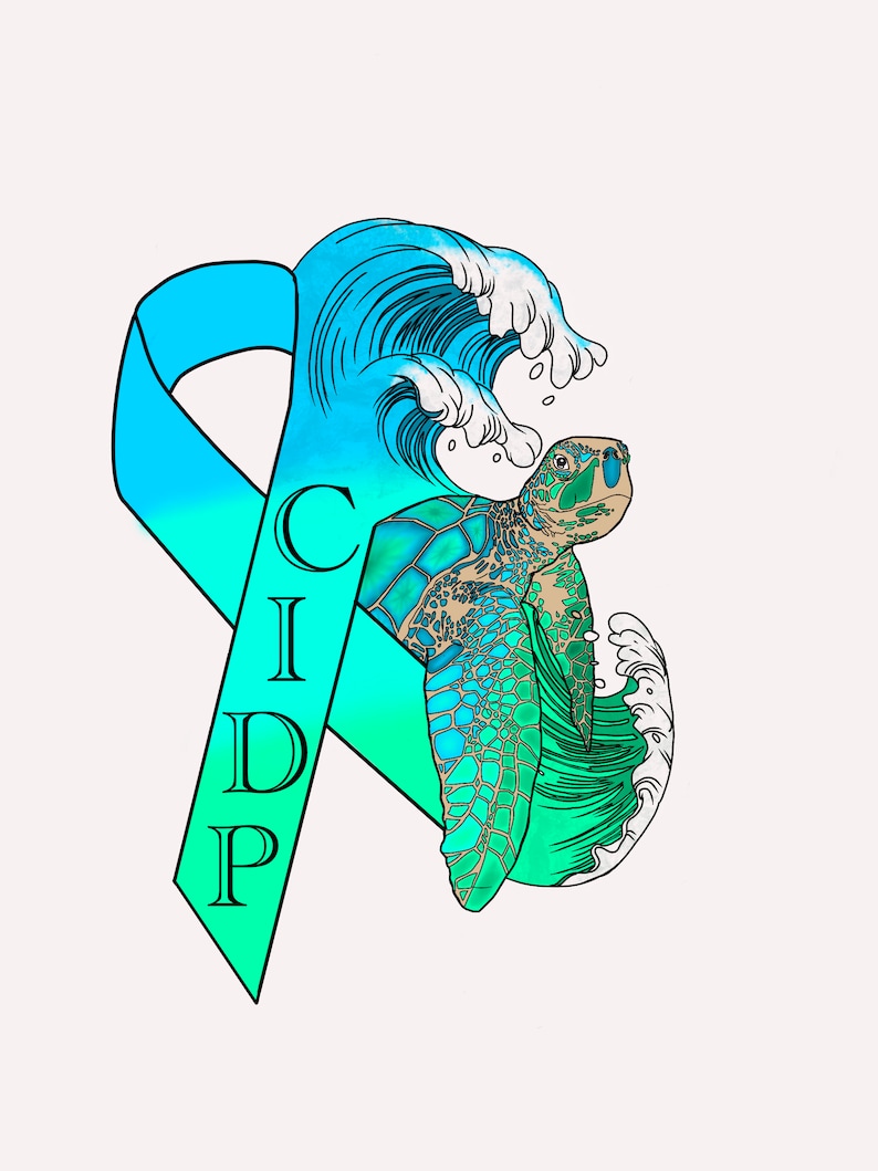CIDP Awareness Ribbon, Ribbon Sticker, CIDP Turtle, Chronic Illness ...