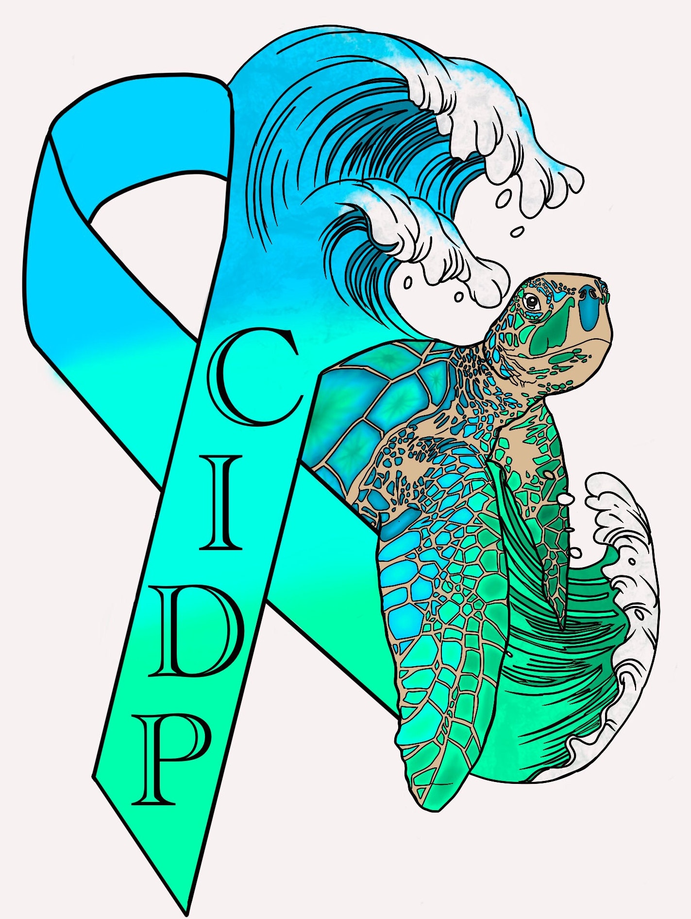 CIDP Awareness Ribbon, Ribbon Sticker, CIDP Turtle, Chronic Illness ...