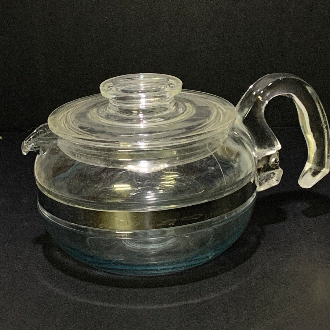 Vintage Pyrex Clear Glass Teapot With Stainless Handle 8336 Flame Ware ...