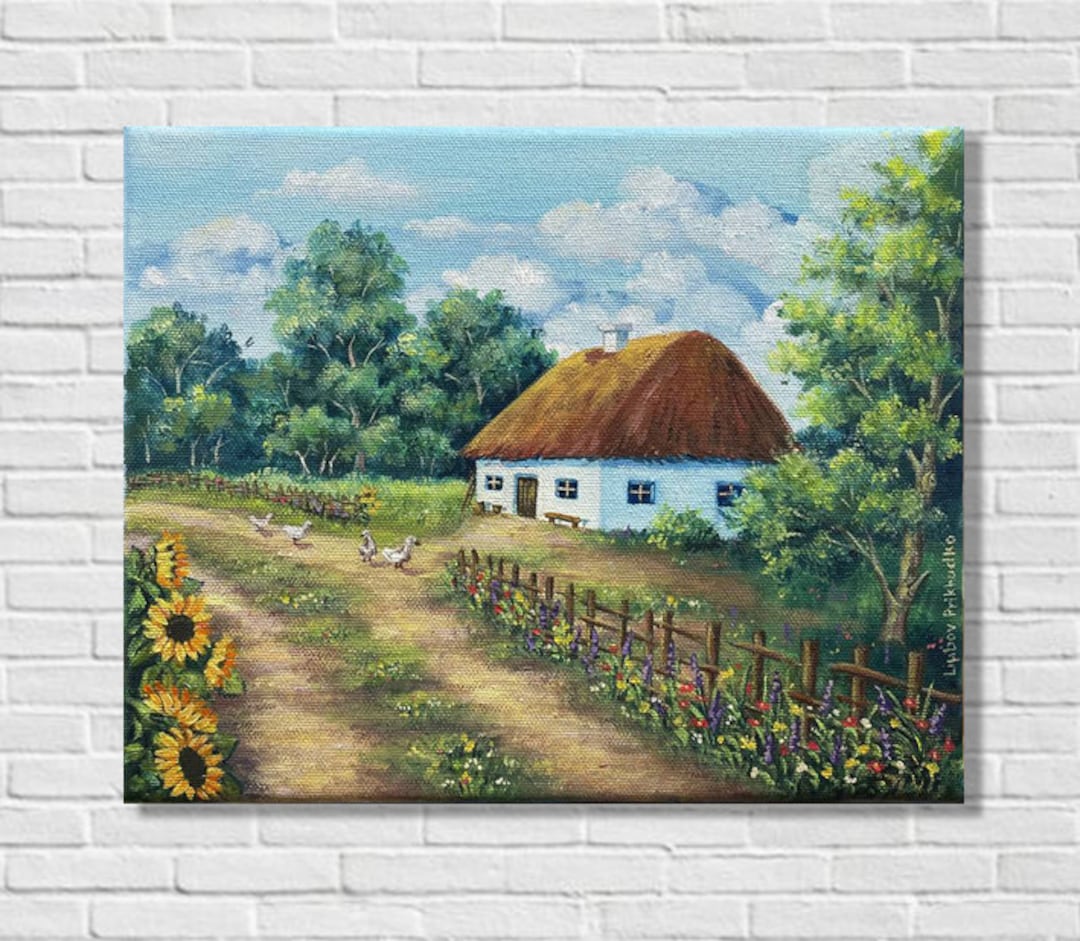House on a Prairie, Ukrainian, Trees, Landscape, Little Hut - Etsy