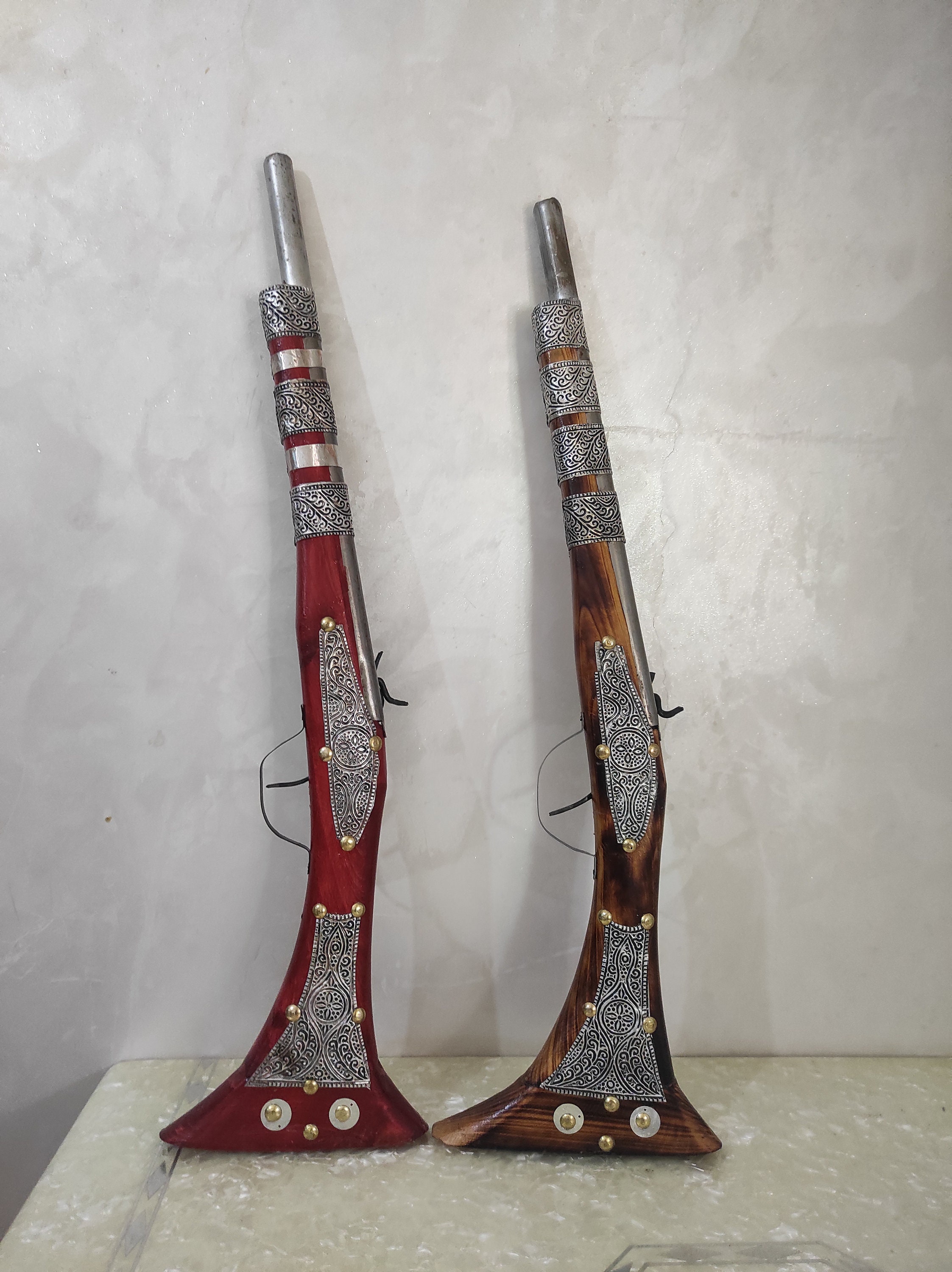 Rifle, Moroccan Handmade Wooden Rifle Traditional Adorned With ...