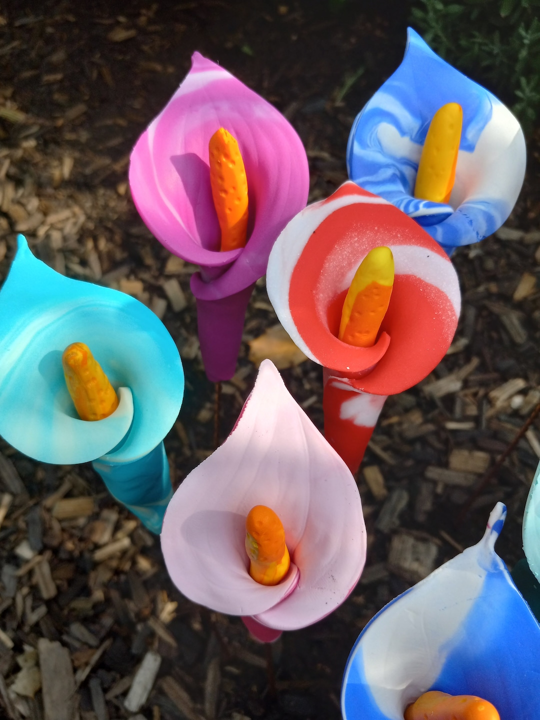 Handmade Set of 3 Flower Bee Baths, Unique Garden Art, Pollinator Drink ...