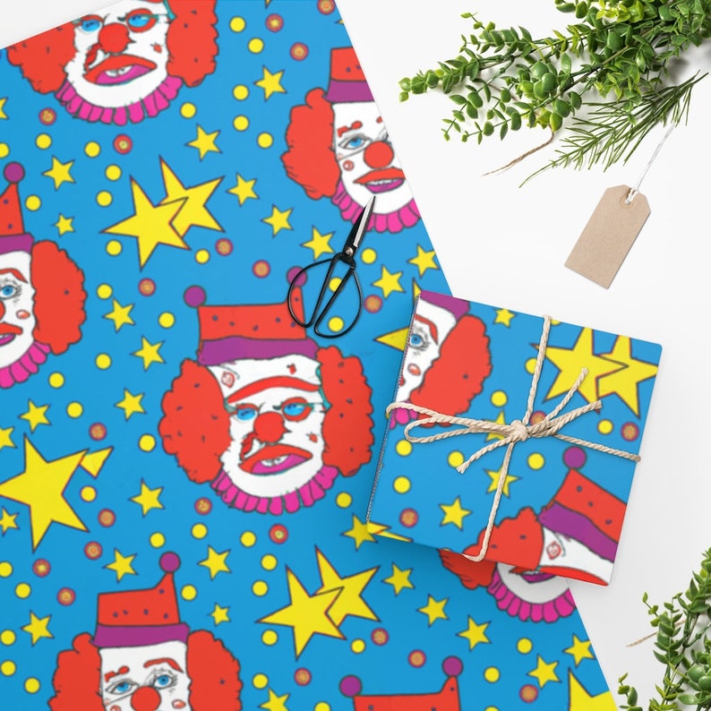 Clown Wrapping Paper, Christmas, Birthday, Clown Pop Art, Gift Wrapping ...