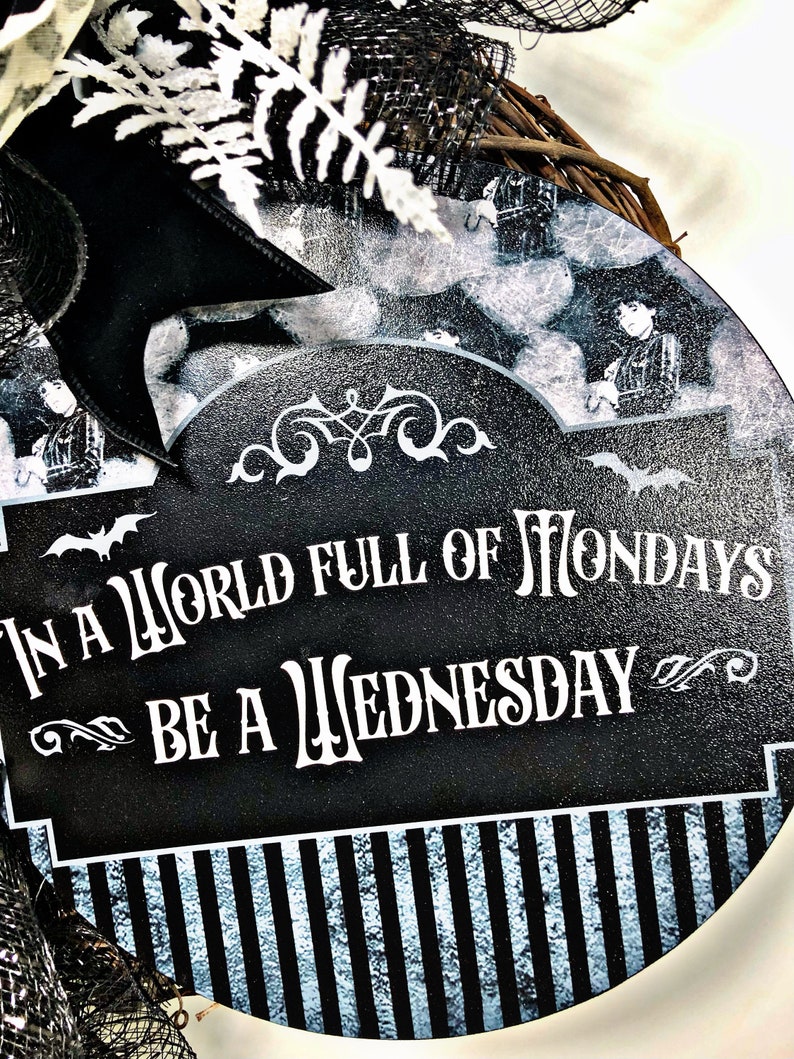 Wednesday Addams Wreath / Wednesday Halloween Decor/ Gothic Decor ... Wednesday Addams Wreath / Wednesday Halloween Decor/ Gothic Decor ...