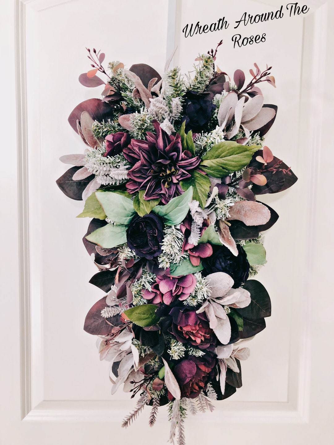 Autumn Purple Swag Front Door, Purple Tear Drop Swag , Everyday Wreath ...