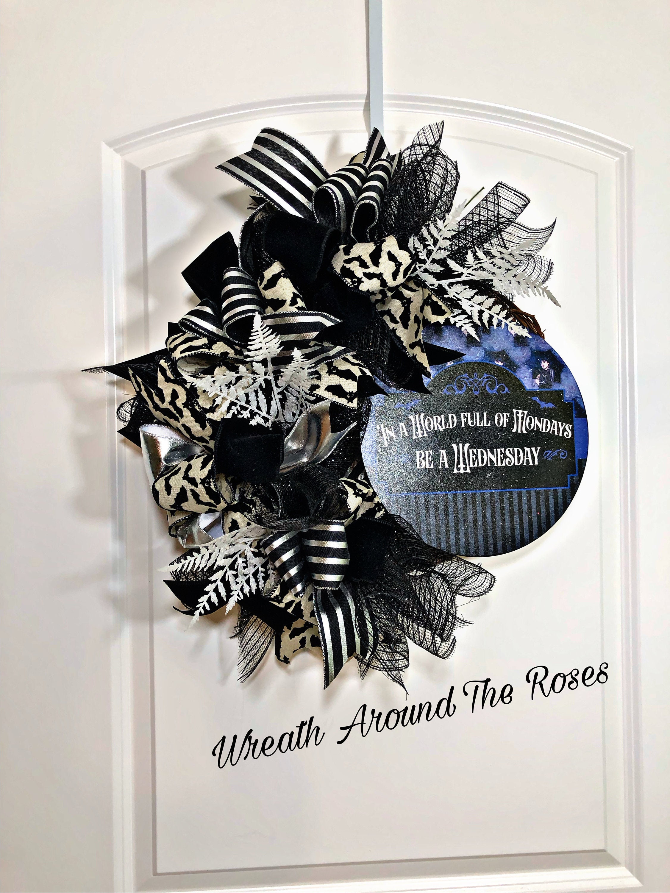 Wednesday Addams Wreath / Wednesday Halloween Decor/ Gothic Decor ... Wednesday Addams Wreath / Wednesday Halloween Decor/ Gothic Decor ...