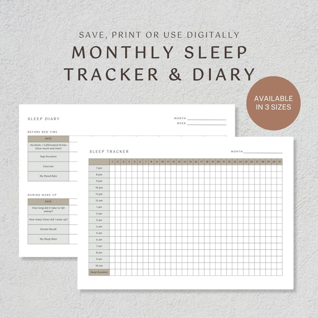 2026 Sleep Tracker Journal - Sleep Diary - Daily Monthly Sleep Log ...