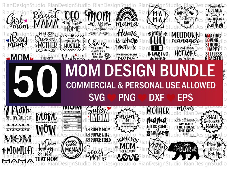 Mother's Day SVG Bundle Mom Svg Bundle Hand Lettered - Etsy