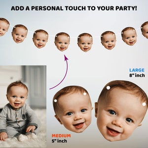 Custom Photo Face Bunting Banner Cutout Personalised Birthday Party ...