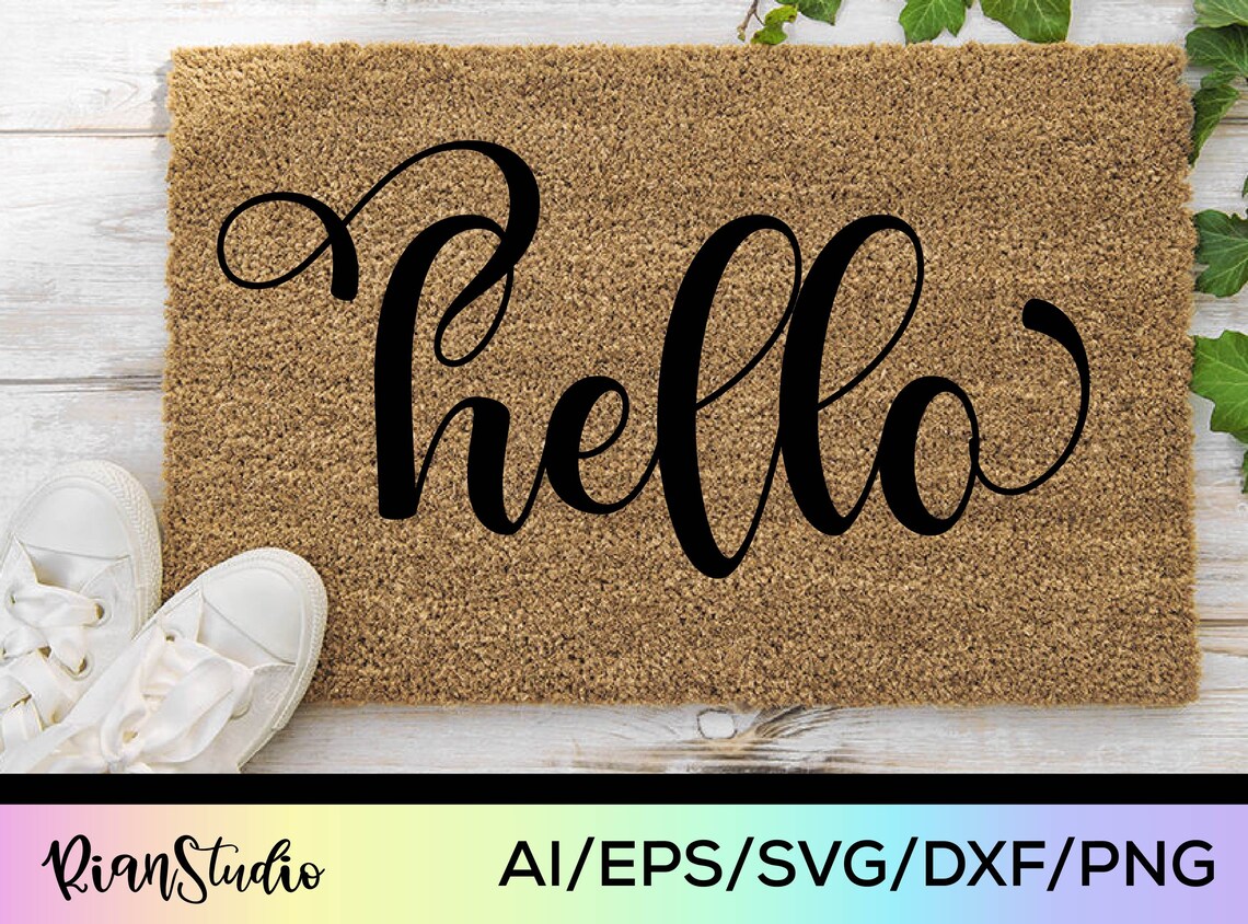 Hello Svg Door Mat Svg Hello Svg Bundle Hello Flourish - Etsy