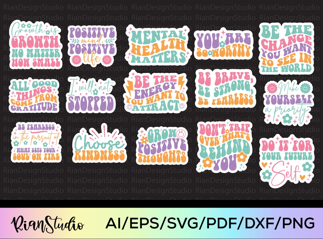 Boho Motivational Quotes Svg Png Sticker Bundle 15 Boho Affirmations ...