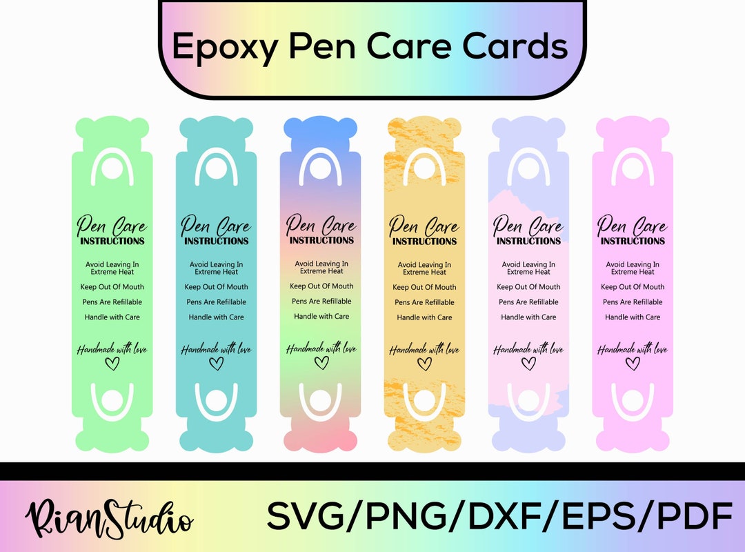 Pen Care Card Svg Epoxy Pen Holder SVG Cards Pen Display Card Svg Care ...
