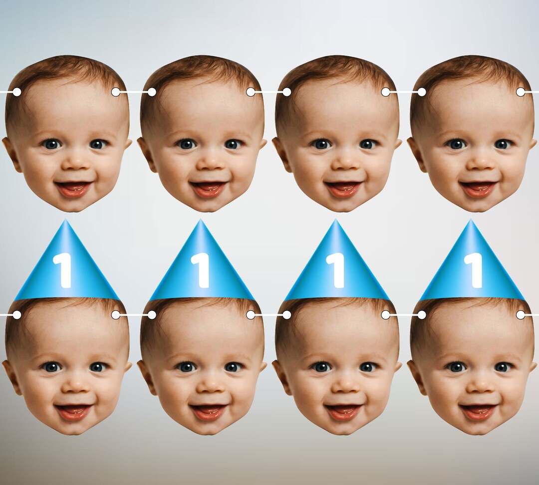 Custom Photo Face Bunting Banner Cutout Personalised Birthday Party ...