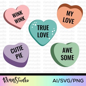 Customizable Conversation Hearts Svg Candy Hearts SVG PNG Conversation ...