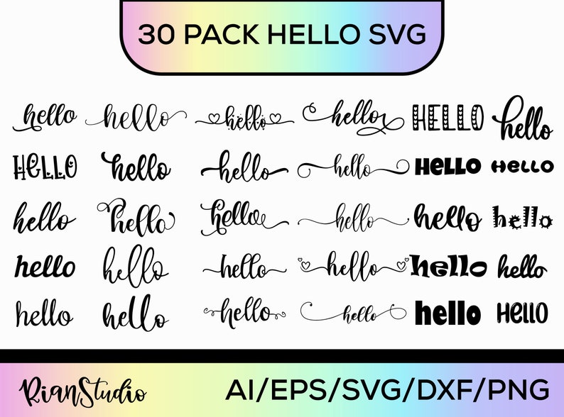 Hello Svg Hello Svg Bundle Hello Svg Hand Lettered Hello - Etsy