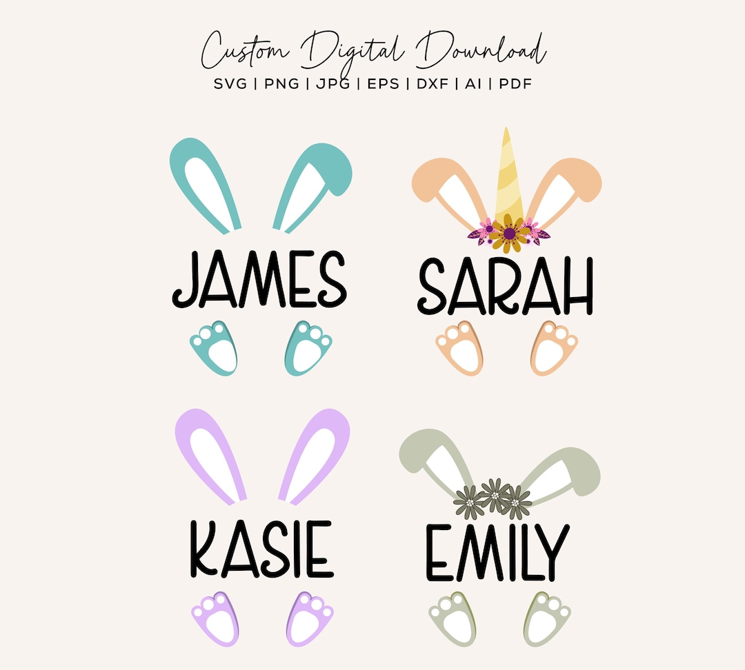 Easter Bunny Name Frame Svg | Custom Easter Name Svg | Custom Easter ...
